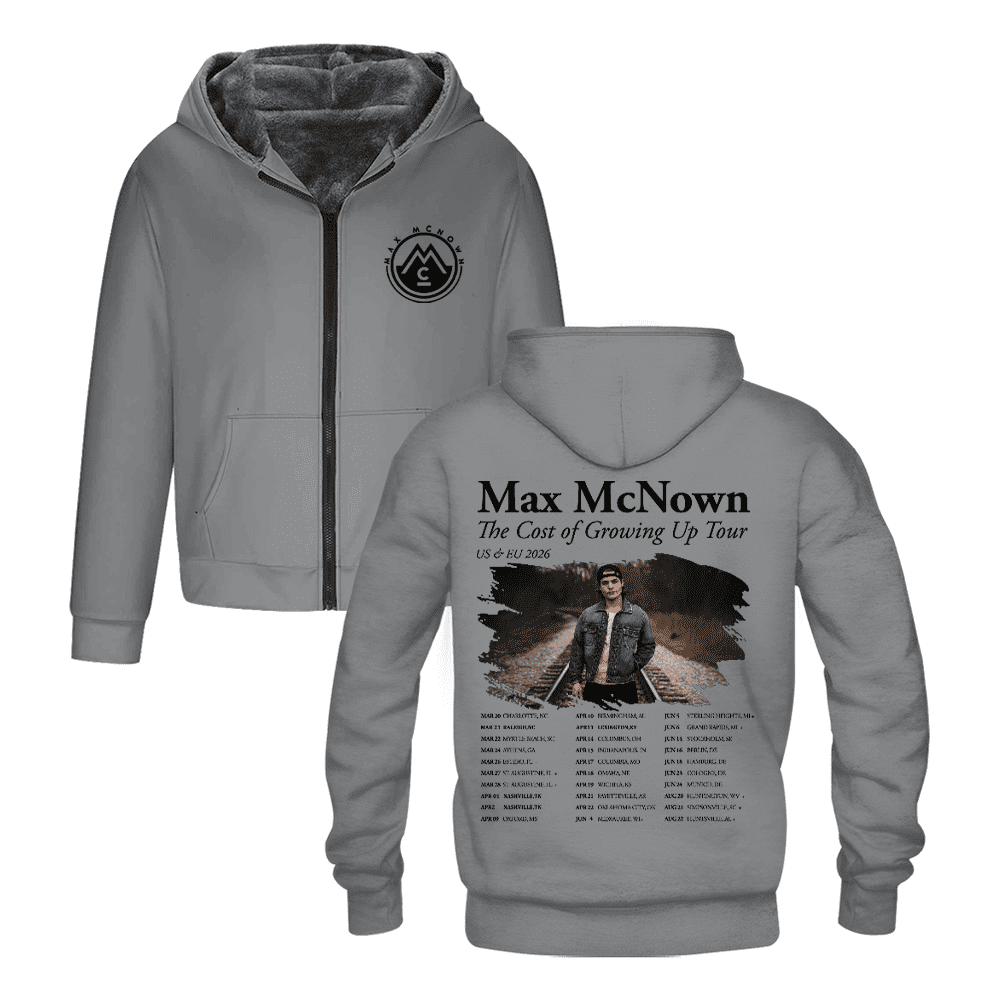 Max McNown The Cost of Growing Up Tour 2026 Zipper hooded cotton jacket ...