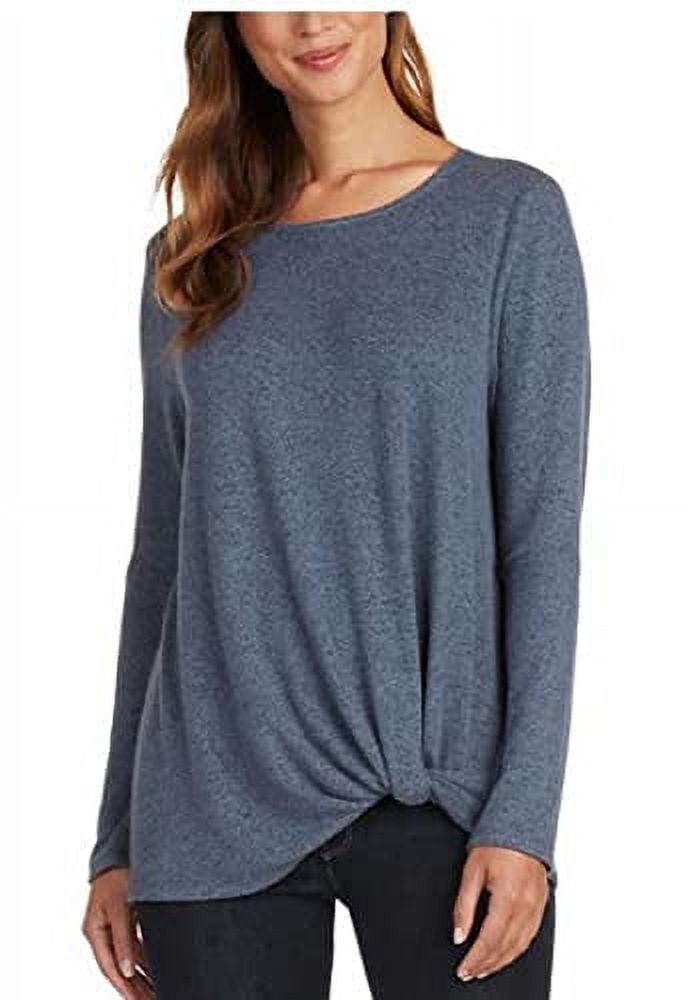 Max & Mia Ladies' Long Sleeve Side Twist Top (X-Large, Denim Blue ...