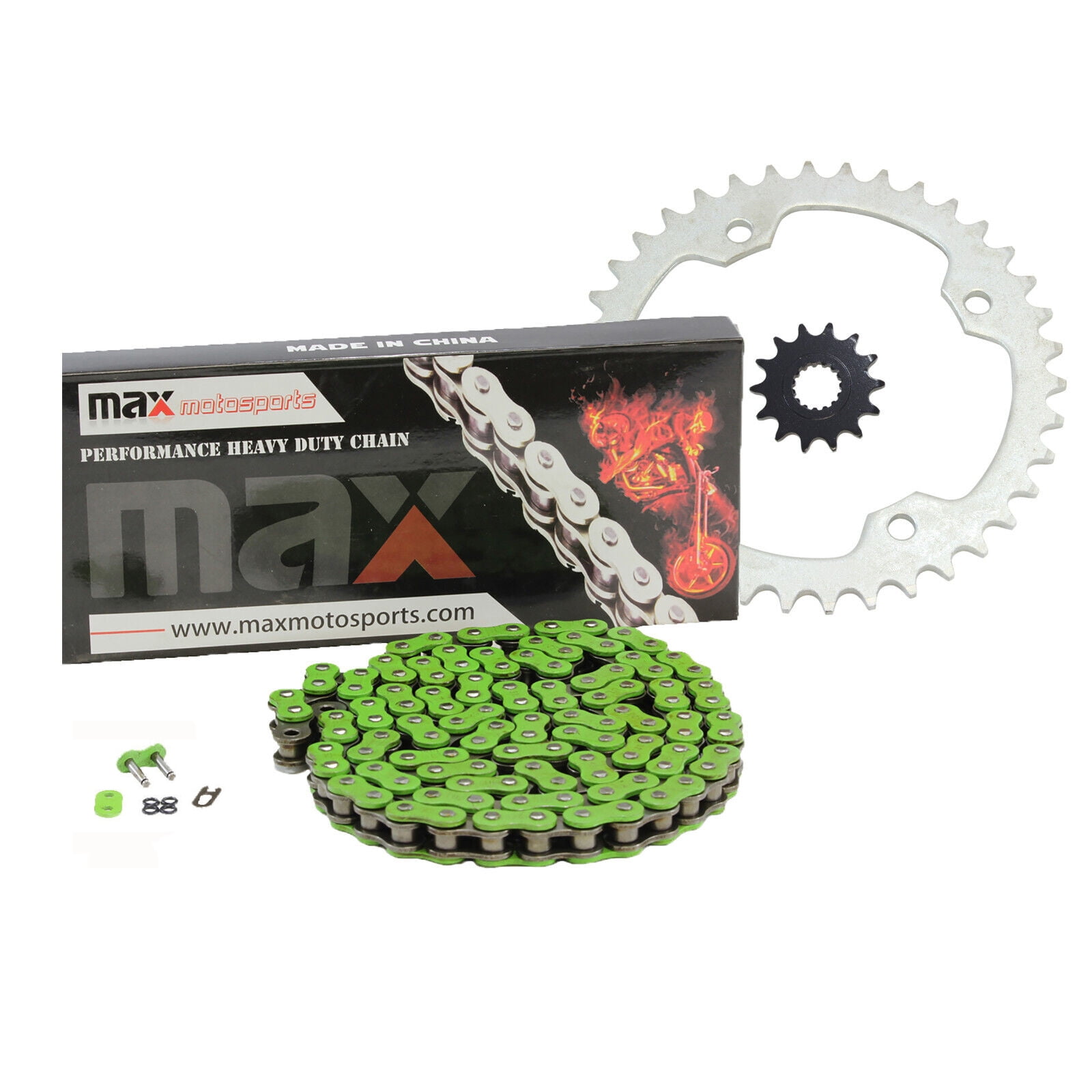 Max Motosports Green O-Ring Drive Chain & Sprockets Kit for Yamaha ...