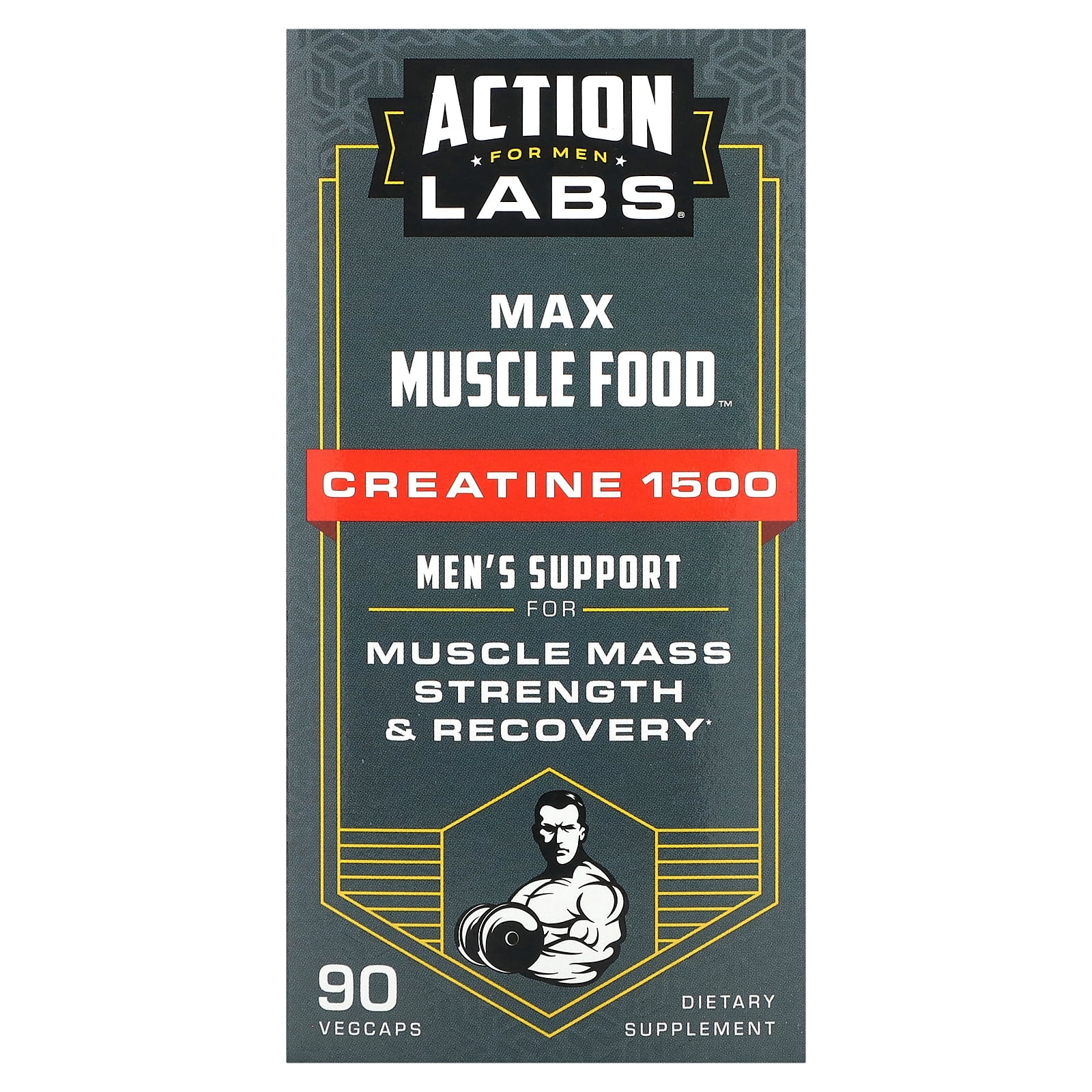 Max Muscle Food, Creatine 1500, Men's Support, 90 Vegcaps, Action Labs ...