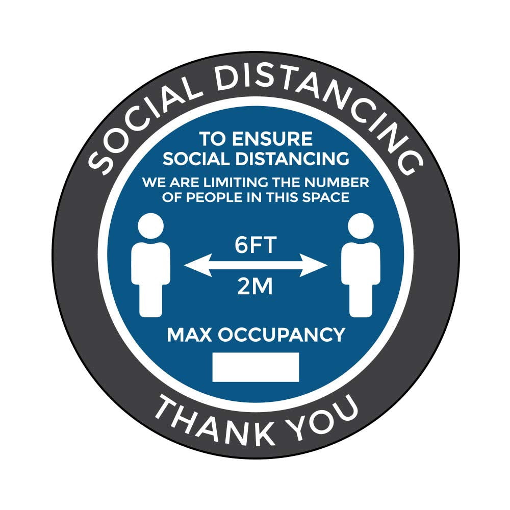 Max Occupancy Window Stickers - Blue/Gray Design - 12 Inch Circle ...