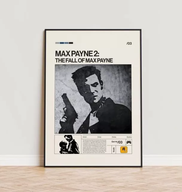 Max Payne 2 Poster, Video Game Poster, Minimalist Game Print, Gaming ...