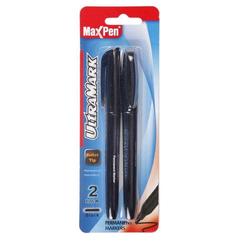 Max Pen UltraMark Permanent Marker, Bullet Tip, Black, 2pk - Walmart.com