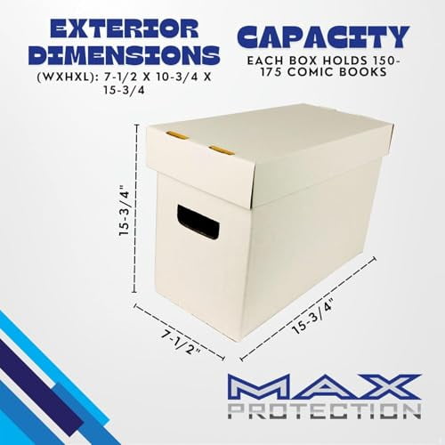 Max Pro Comic Book Storage Boxes - Short Cardboard White Case for 150 ...