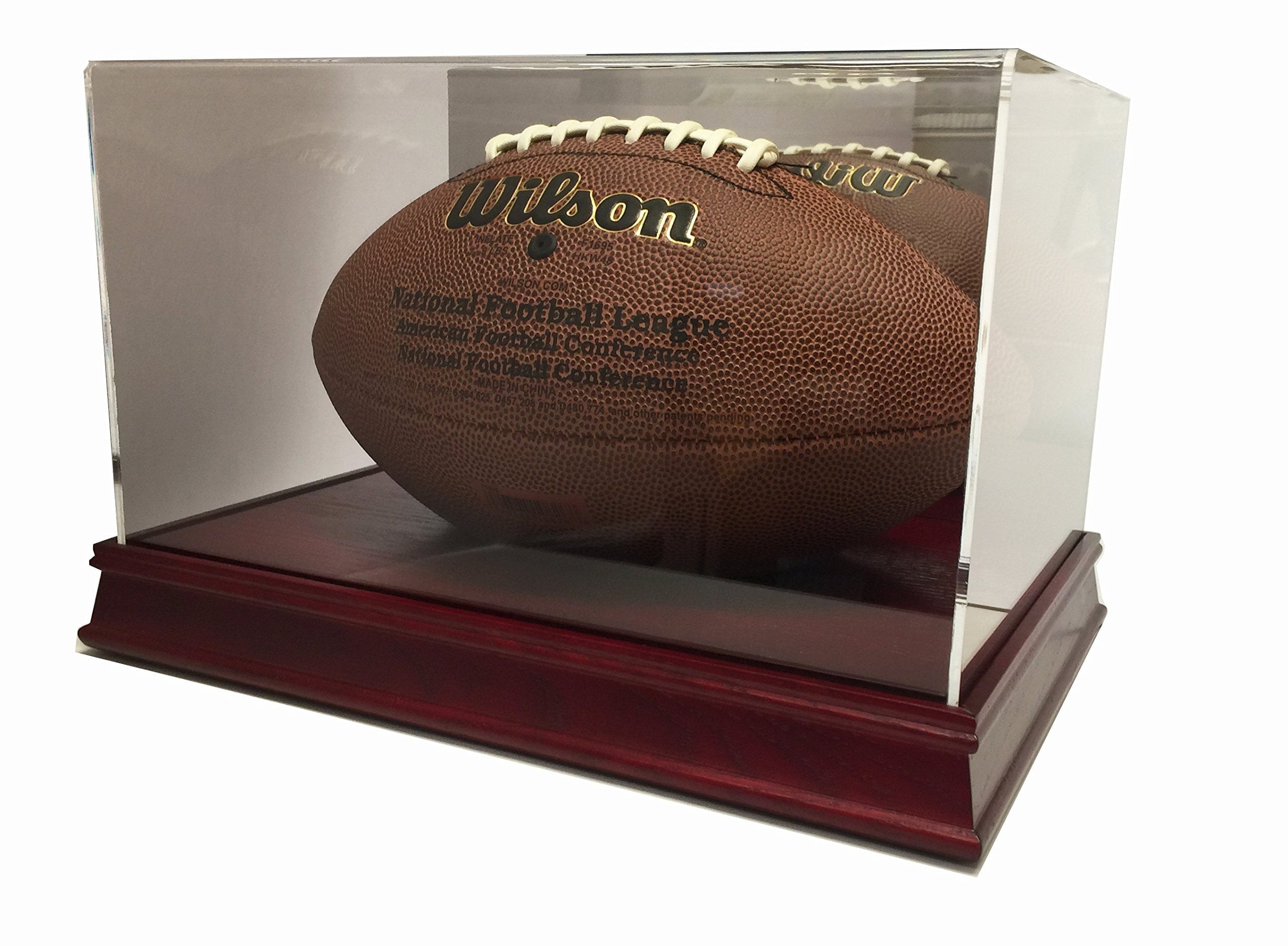 Max Protection Clear Crystal Football Display Case with Wood Base, All ...