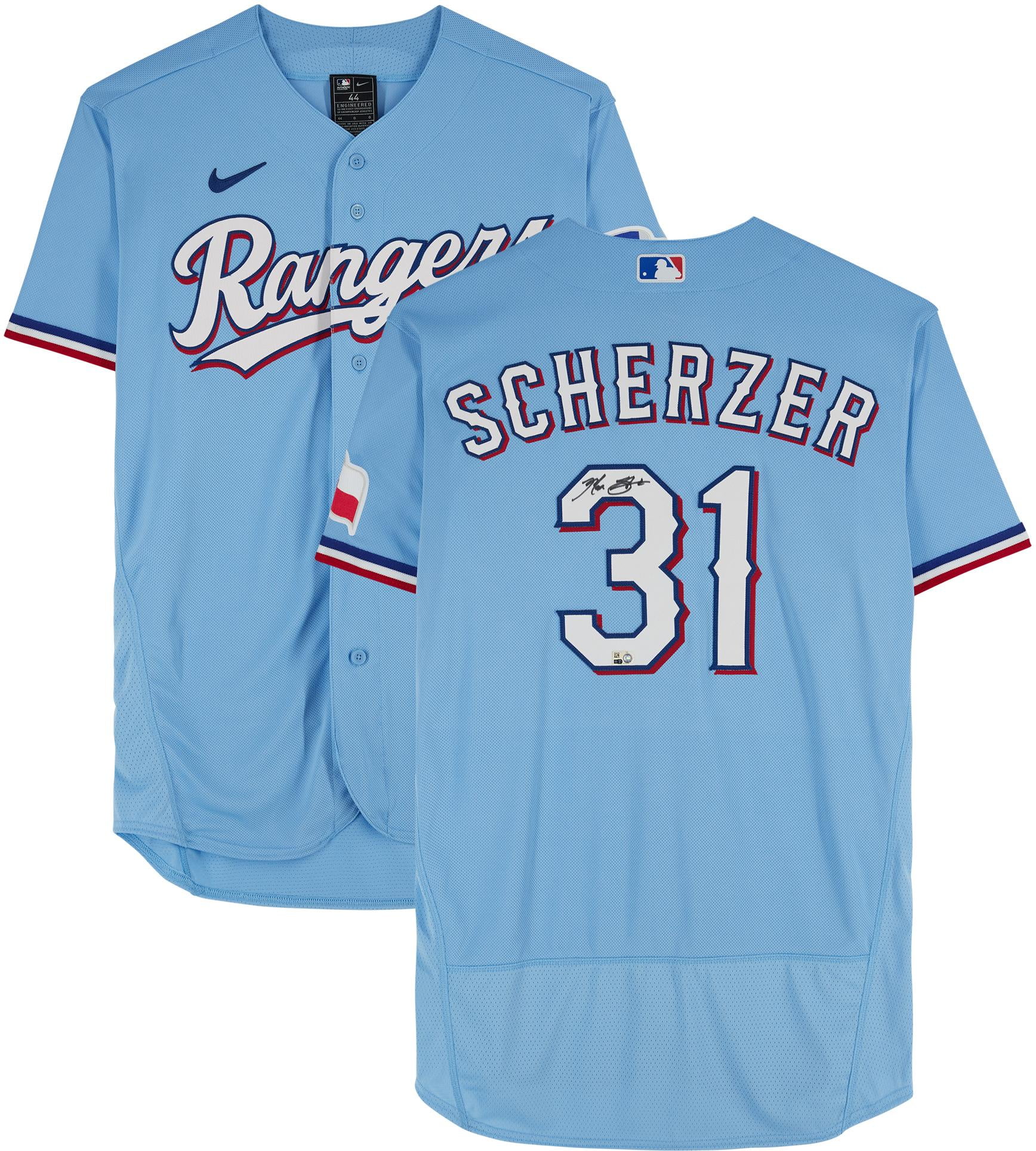 Max Scherzer Texas Rangers Autographed Light Blue Authentic Jersey ...