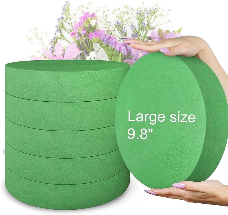 Max Shape 6Pcs Floral Foam Round Blocks, Large Wet and Dry Green Foam ...
