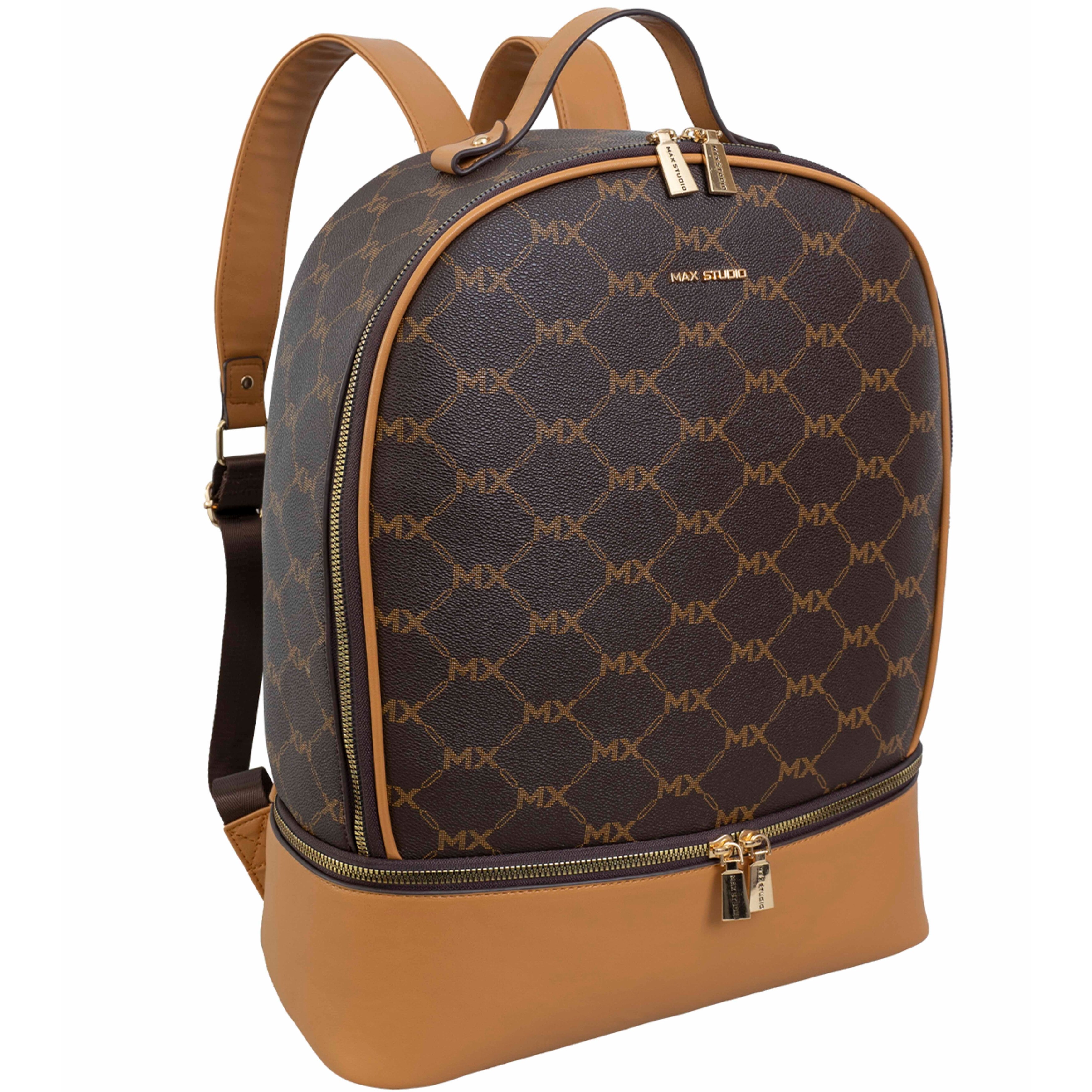 Max Studio Signature Print Faux Leather Drop Bottom Backpack - Walmart.com