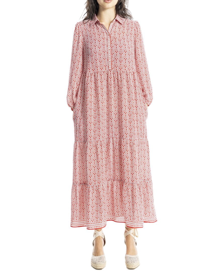 Max Studio womens 3/4 Sleeve Collar Button Front Tiered Maxi Dress, s ...