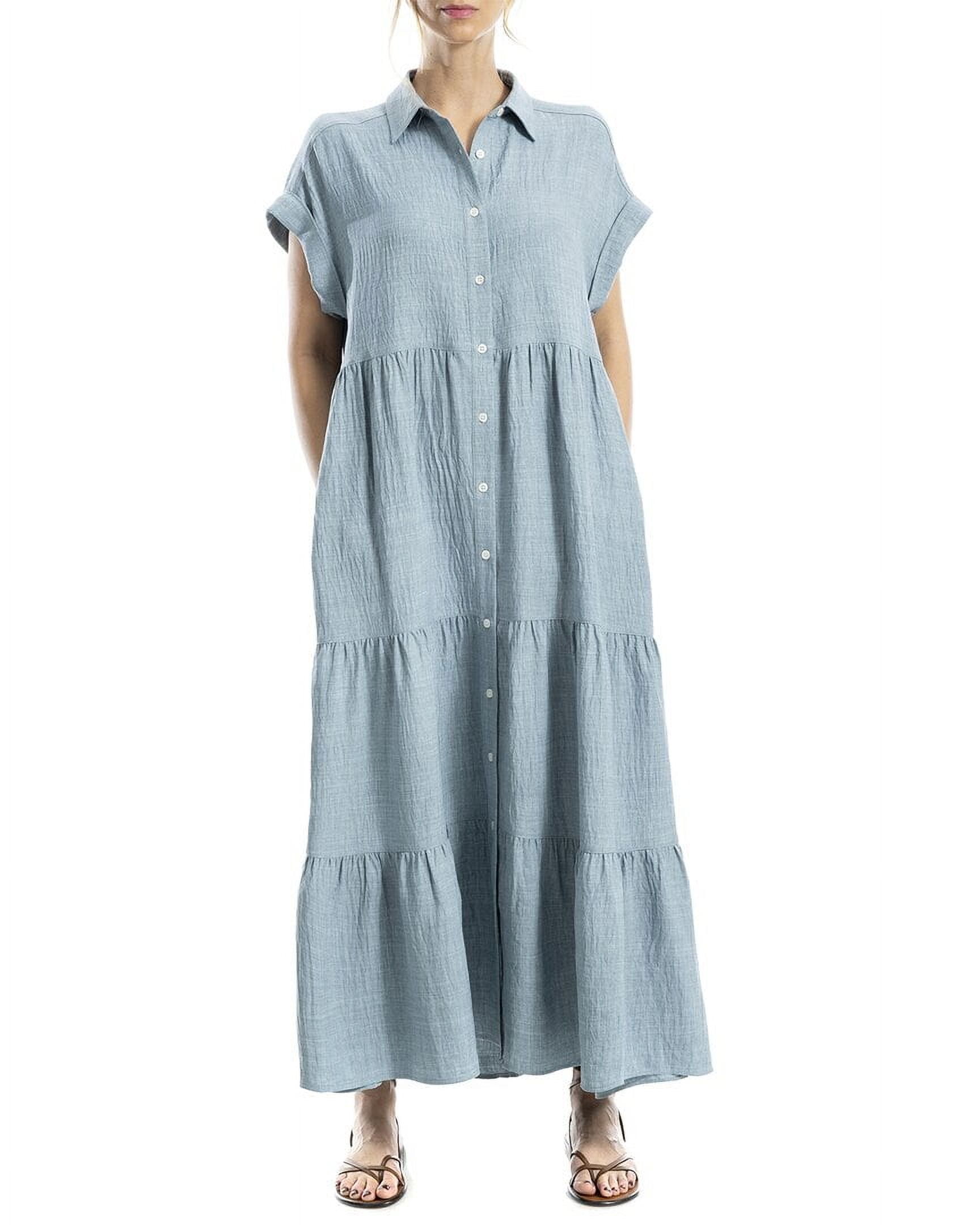 Max Studio womens Button-Front Tiered Maxi Shirt Dress, s - Walmart.com