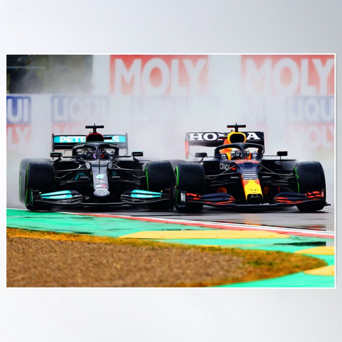 Max Verstappen Fighting With Lewis Hamilton During The 2021 Grand Prix ...