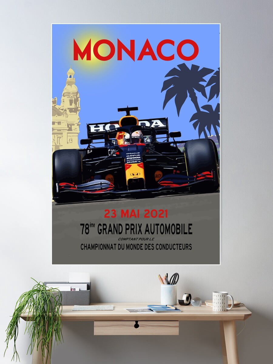 Max Verstappen Monaco Grand Prix 2021 Poster Wall Art, Modern Wall ...