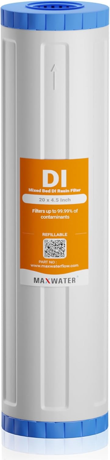 Max Water 20" BB Whole House Refillable Mixed Bed De-Ionization Water ...