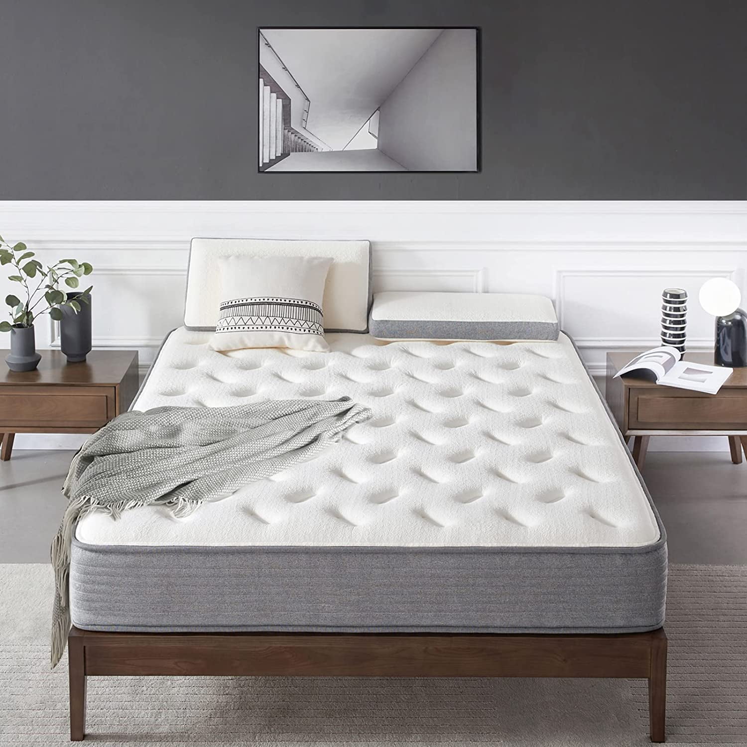 Mattress DIGLANT 10 Inch Hybrid Tight Top Mattress Memory Foam Pocket ...