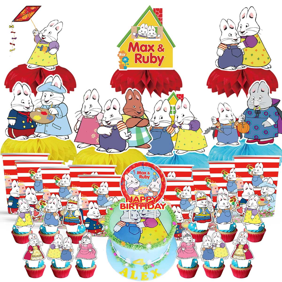 Max and Ruby Party Supplies Decor Cups Fans Decorations Honeycomb ...