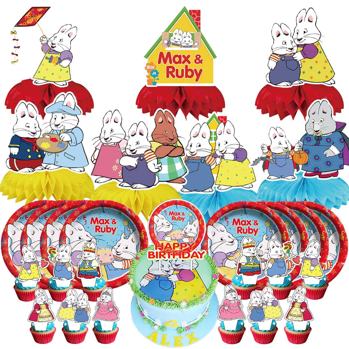 Max and Ruby Party Supplies Decor Plates Fans Decorations Honeycomb ...