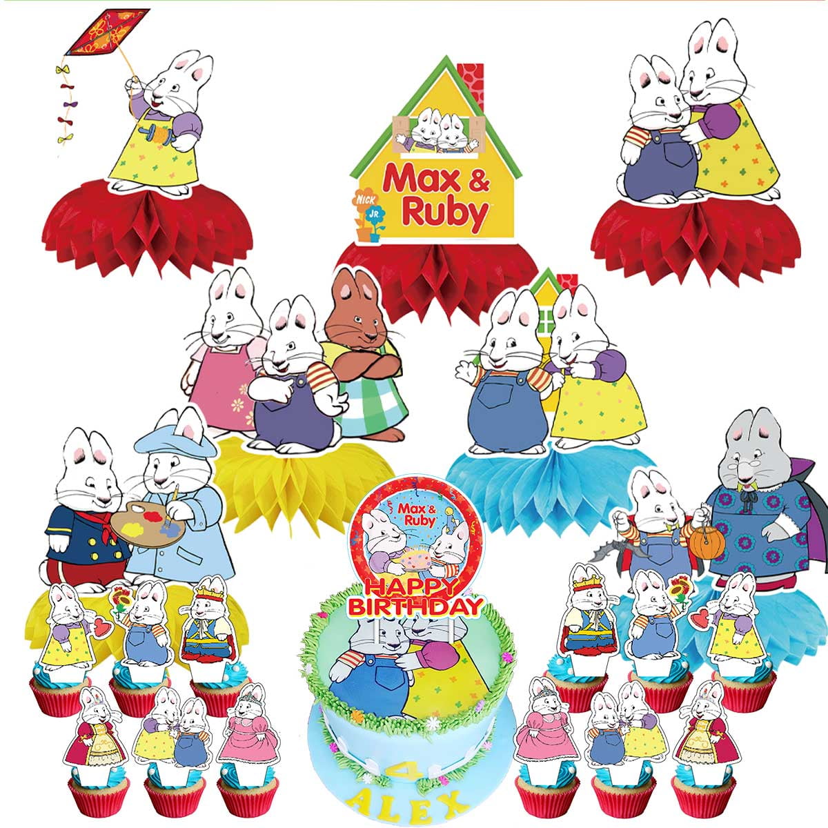 Max and Ruby Party Supplies Honeycomb Centerpieces Table Toppers Cake ...