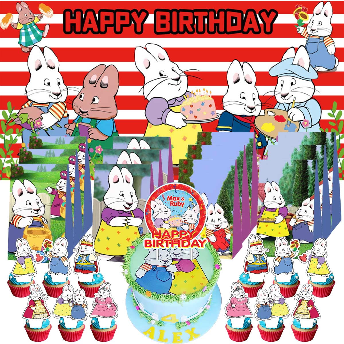Max and Ruby Treat Bags Candy Decorations Party Favor Supplies Birthday ...
