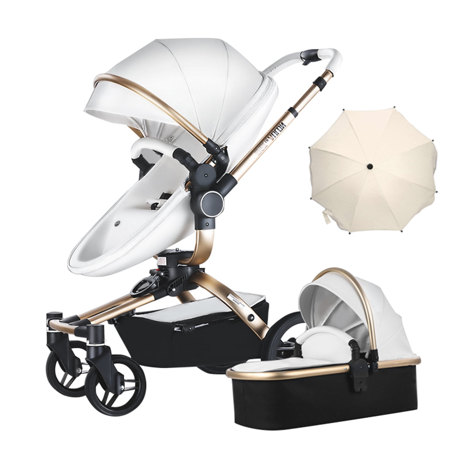 Aulon Luxury Baby Stroller, 360Â° Rotation, Adjustable Bassinet ...