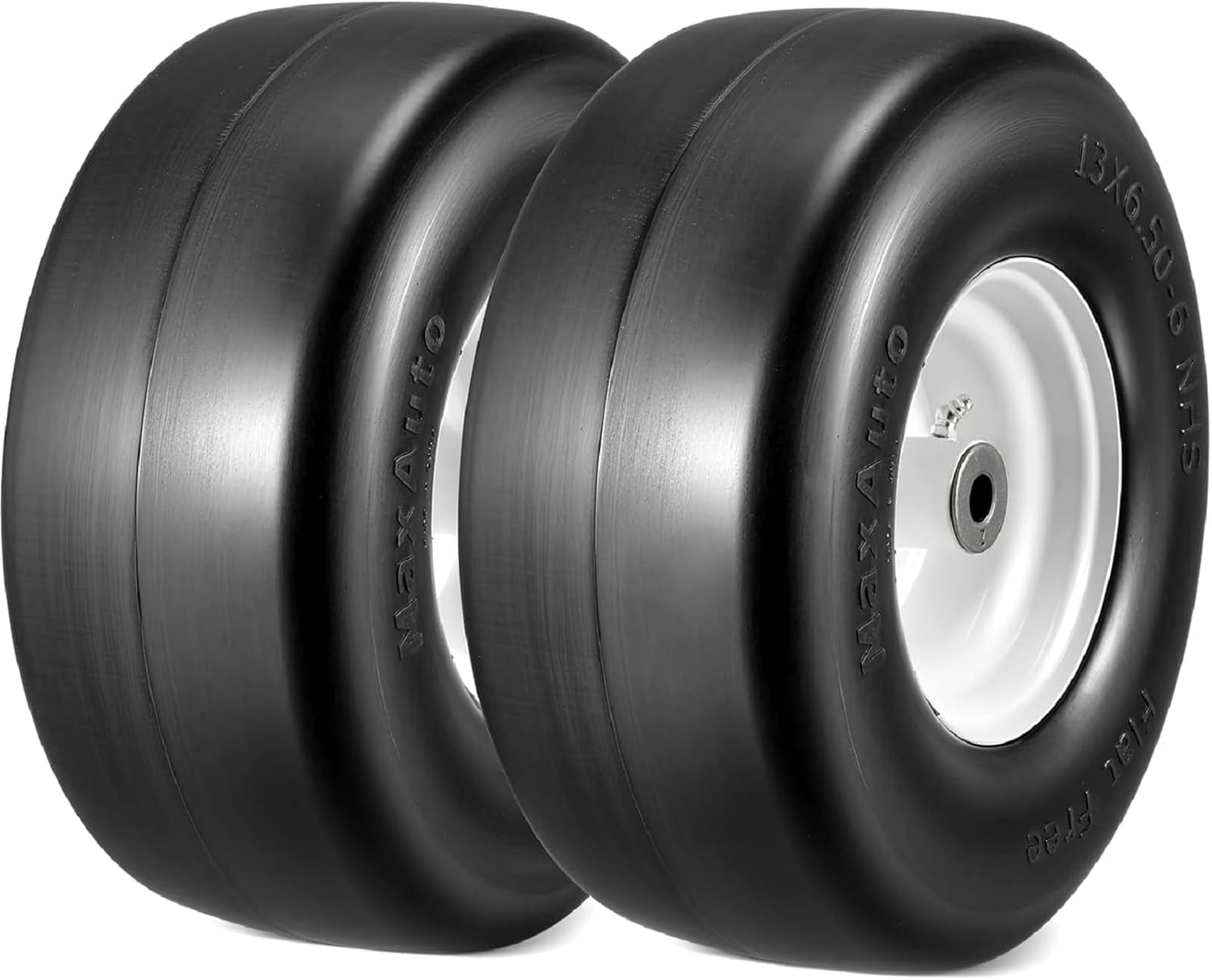 MaxAuto 13x6.50-6 Flat Free Lawn Mower Tires and Wheel, 13x6.5x6 Zero Turn Mower Front Tires ...