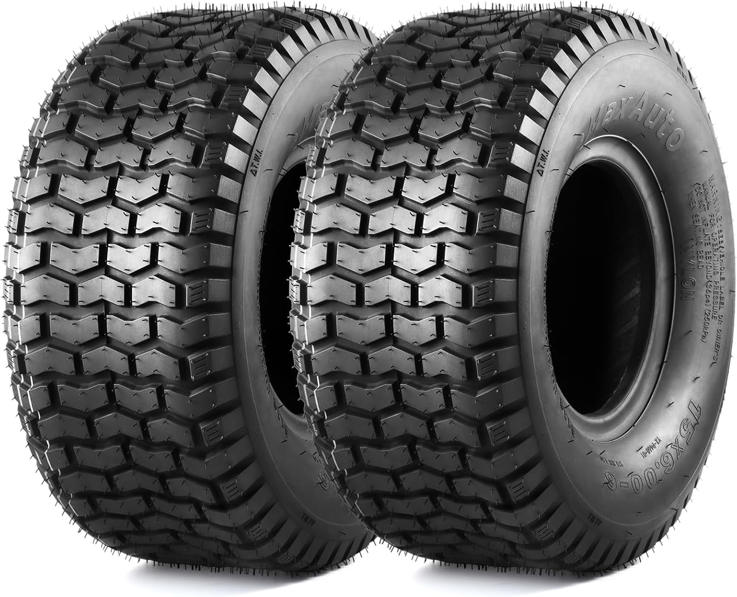 MaxAuto 15x6.00-6nhs Lawn Mower Tires 15x6x6 Lawn Tractor Tire 15x6-6 Turf Tires, 4 Ply Tubeless ...