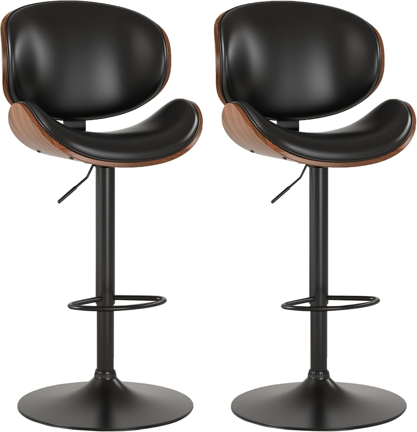 MaxDeals Bar Stools Set of 2, Swivel Adjustable Height Barstools, PU ...