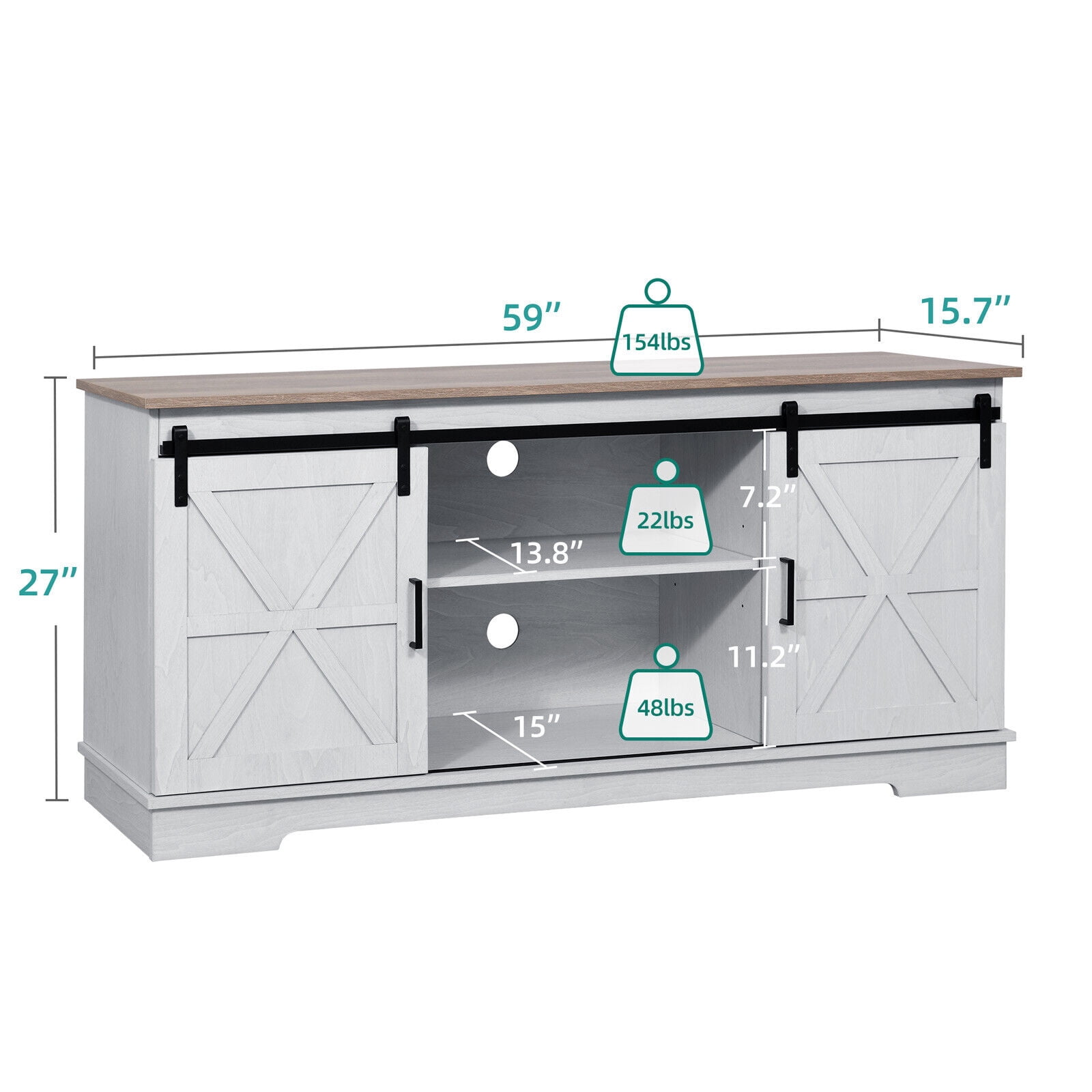 MaxDeals Farmhouse TV Stand for 65 Inch TV, Wood TV Stand with Sliding ...