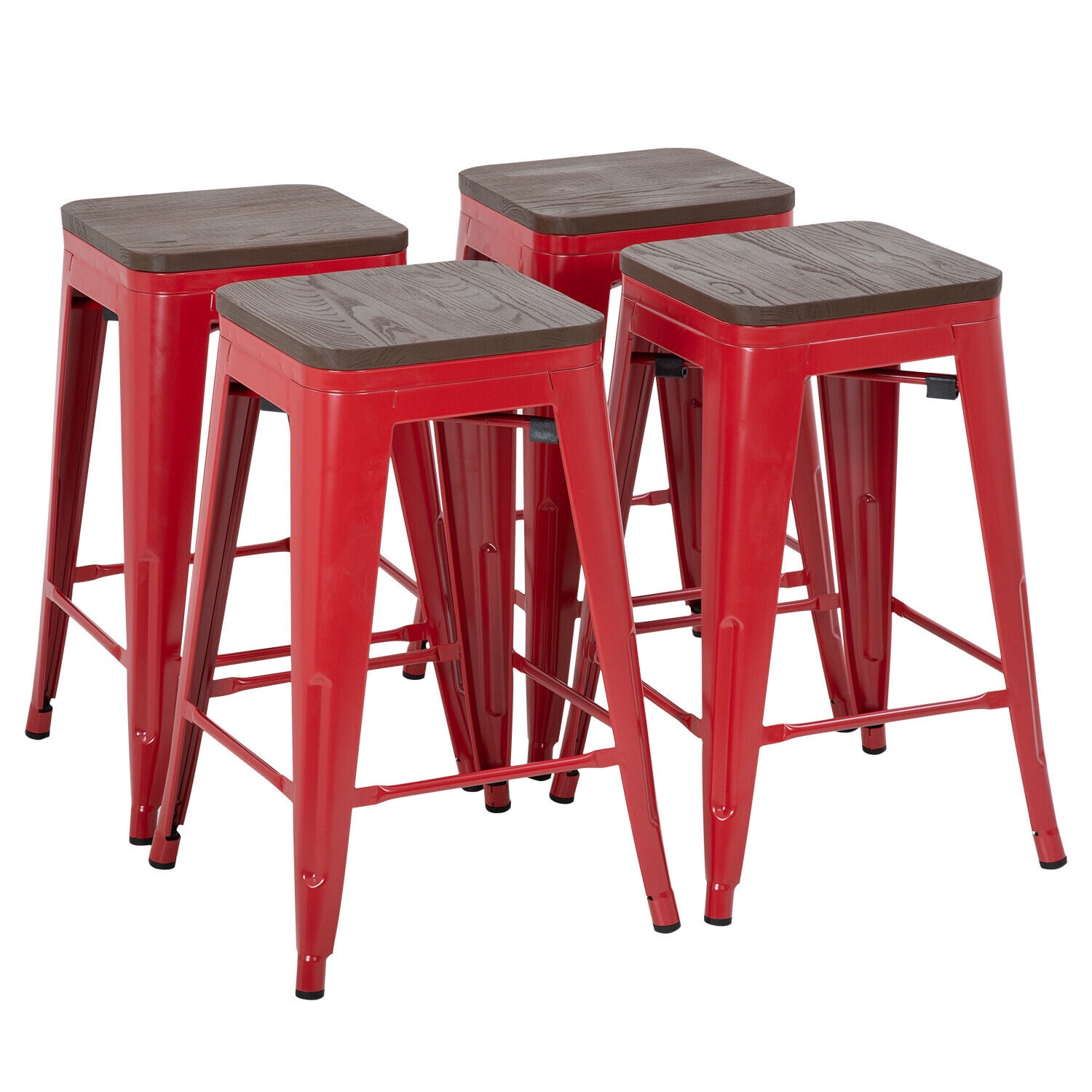 MaxDeals Metal Bar Stools Set of 4 Counter Height Bar Stools 24 Inches ...