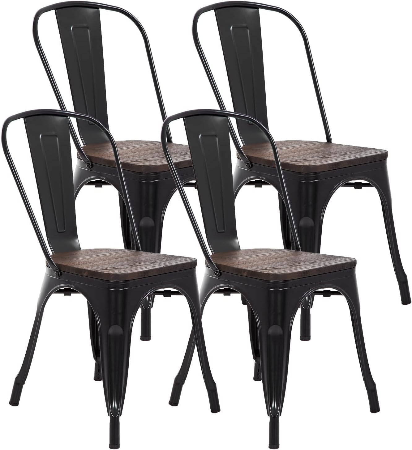 MaxDeals Metal Dining Chairs Set of 4 Patio Chairs 18 Inch Kitchen ...