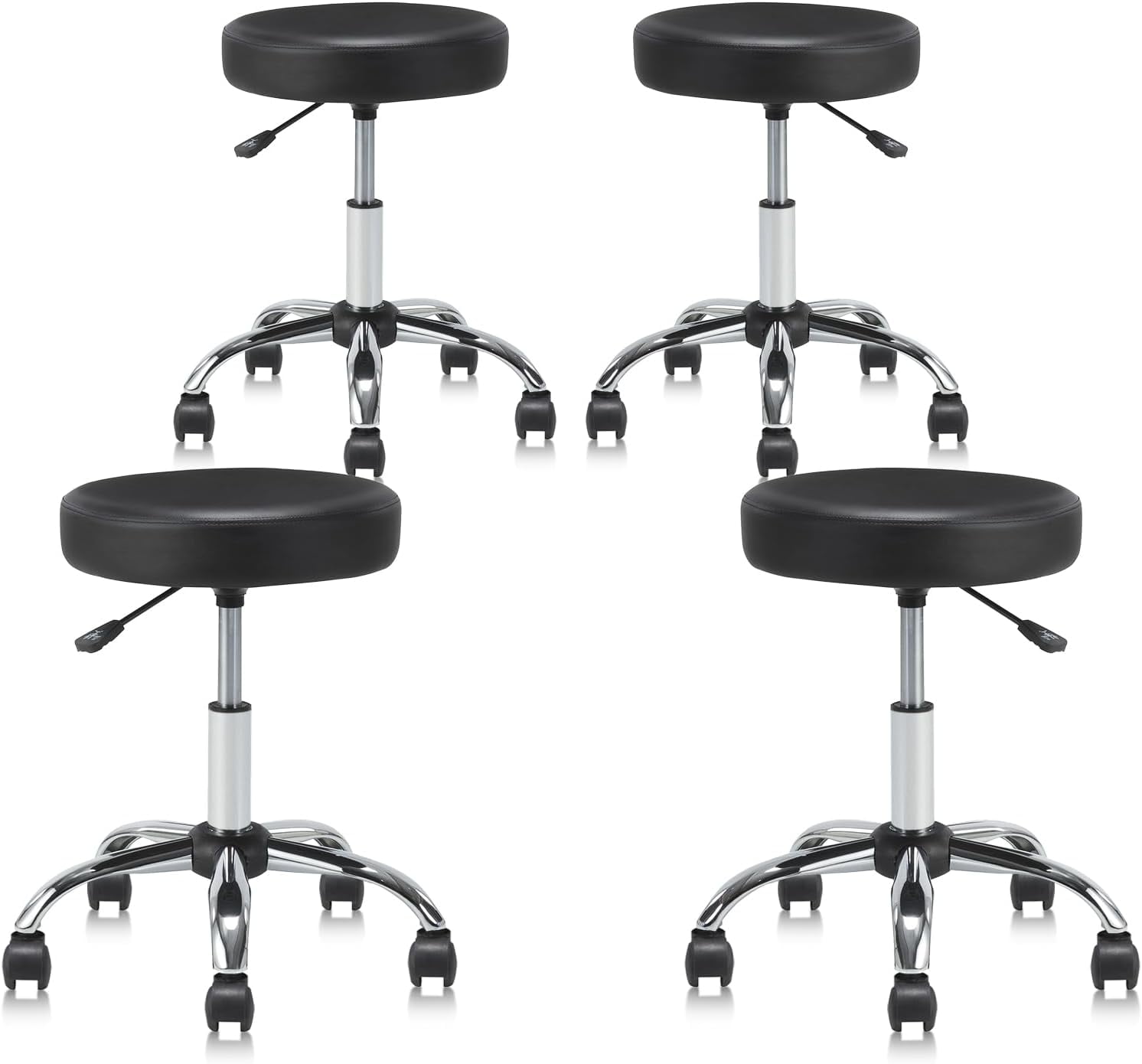 MaxDeals Round Rolling Stool Swivel with Wheels Adjustable Height Multi-Purpose Heavy Duty Wide ...
