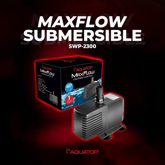 MaxFlow Submersible Aquarium Pump, 607 GPH – Adjustable Flow for Fish ...