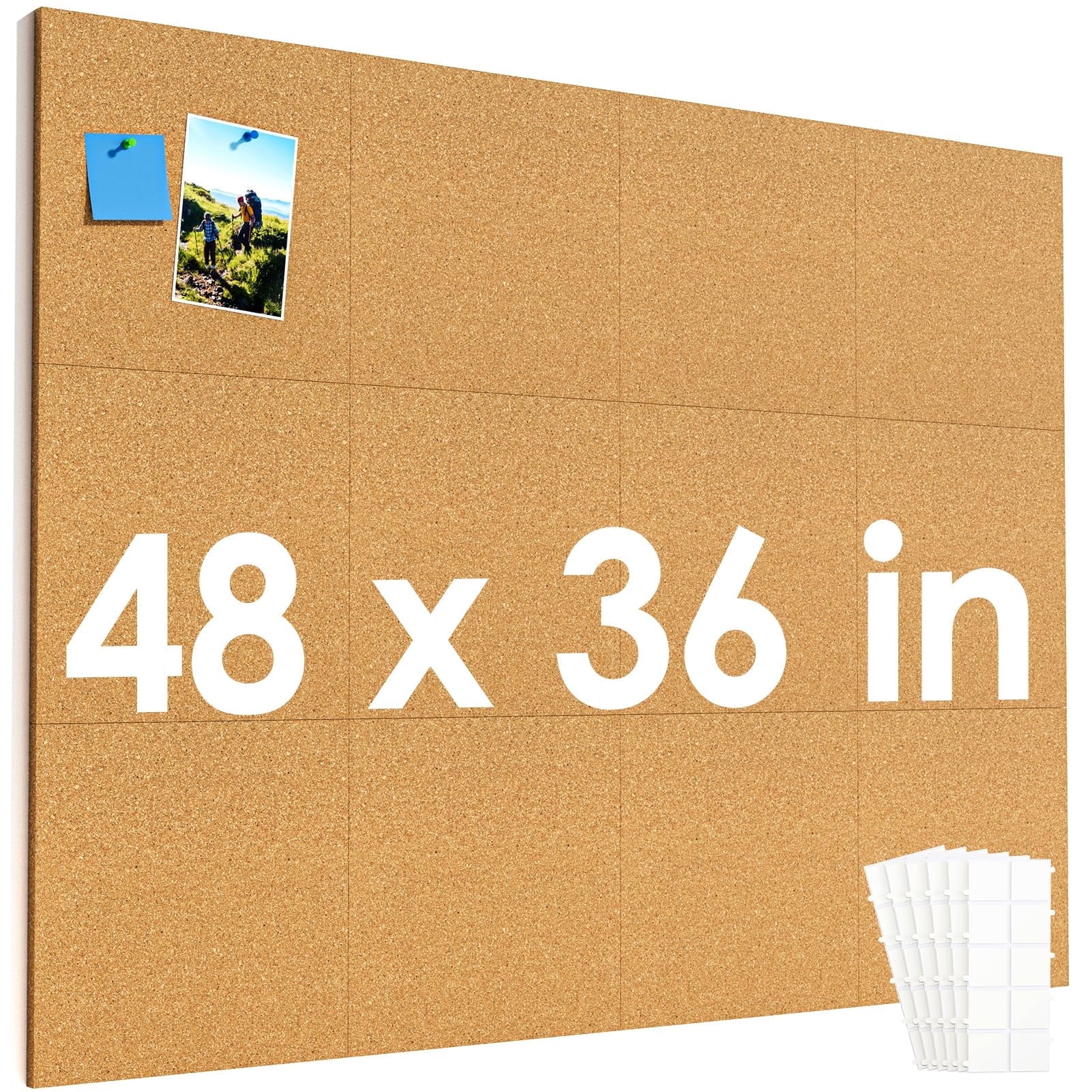 MaxGear 12" x 12" Cork Tiles, 12 Pack – Removable Adhesive Cork Boards ...