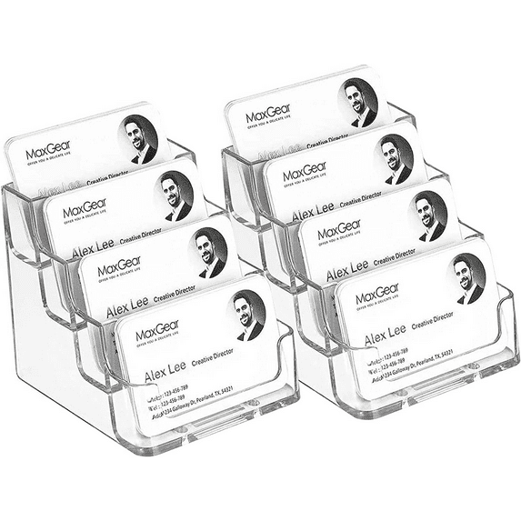 MaxGear Plastic Multi-Storage Business Card Holder, 2-Pack Clear 4 ...