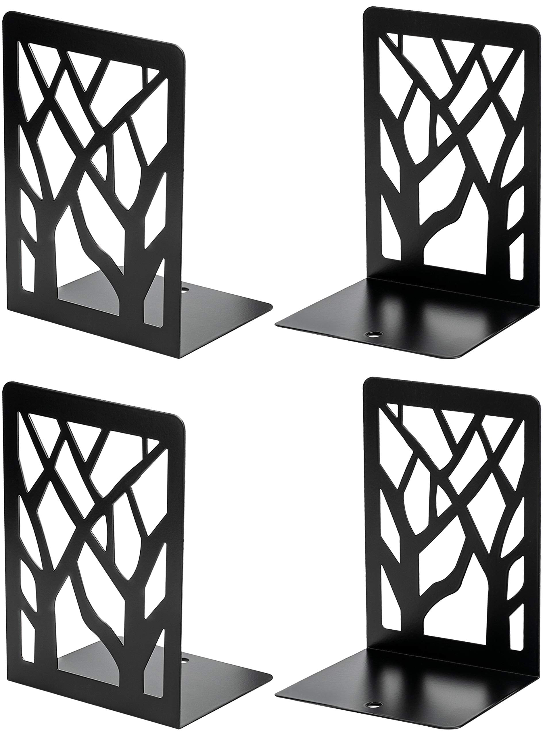 MaxGear Book Ends Set of 4 Tree Design Metal Bookends for Shelves, 7 ...