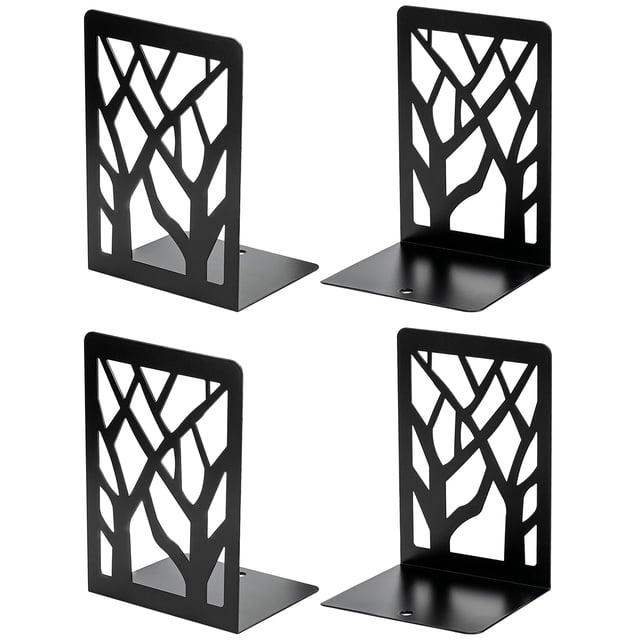 MaxGear Office Bookends, 4 Pieces Steel with Tree Design, Heavy Duty ...