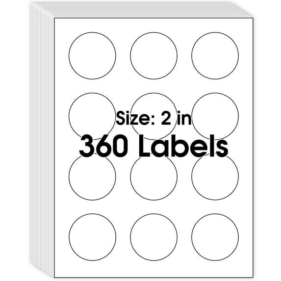 MaxGear Printable Permanent Paper Circle Labels, 2" Round Matte White ...