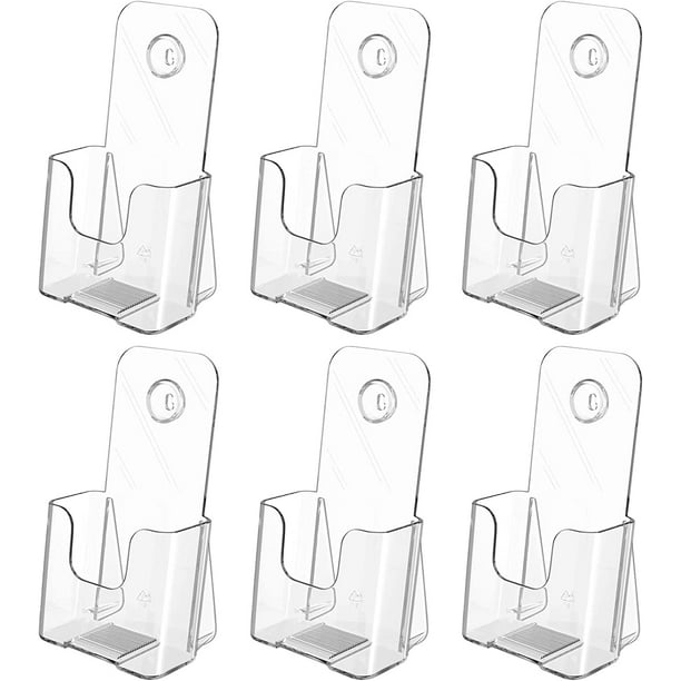 MaxGear 6 Pack Acrylic Brochure Holder, Trifold 4 inches Wide Pamphlet ...