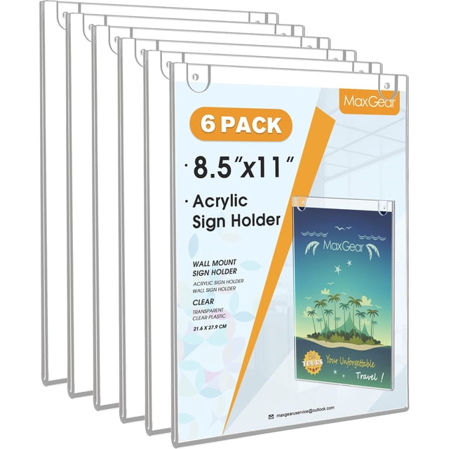 MaxGear Acrylic Sign Holder 8.5 X 11 Wall Mount Sign Holder Clear ...