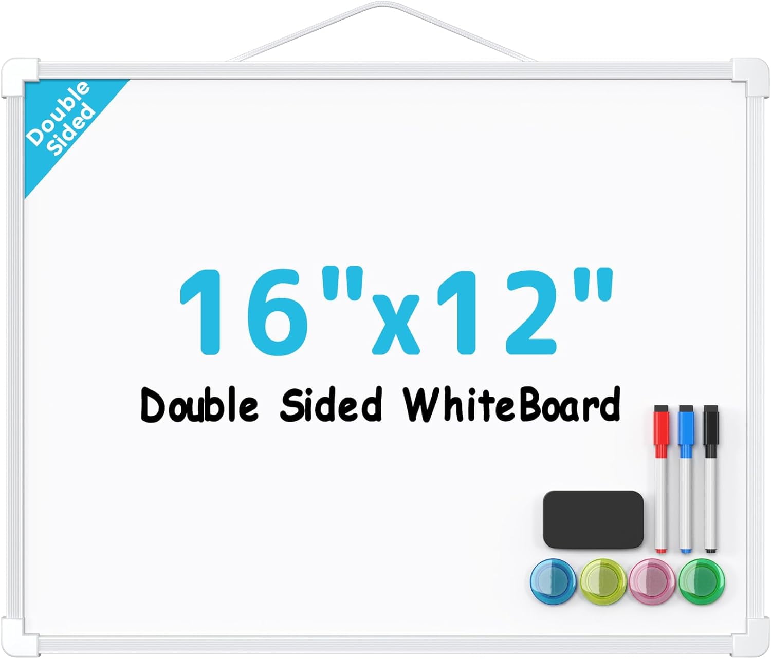 MaxGear Double-Sided Dry Erase Board for Wall, 16"x12" Hanging ...