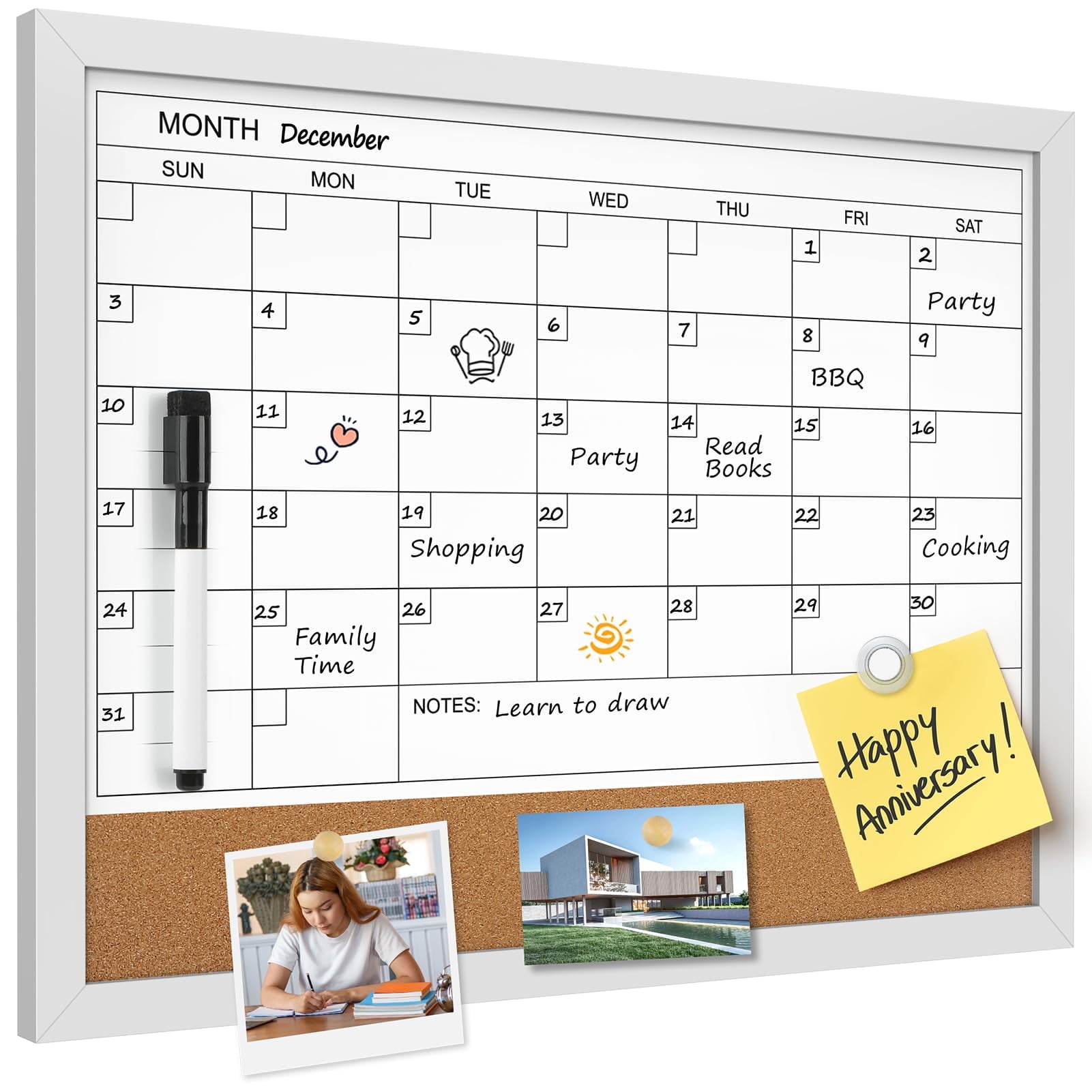 MaxGear Dry Erase Calendar Boards Monthly Whiteboard Calendar ...