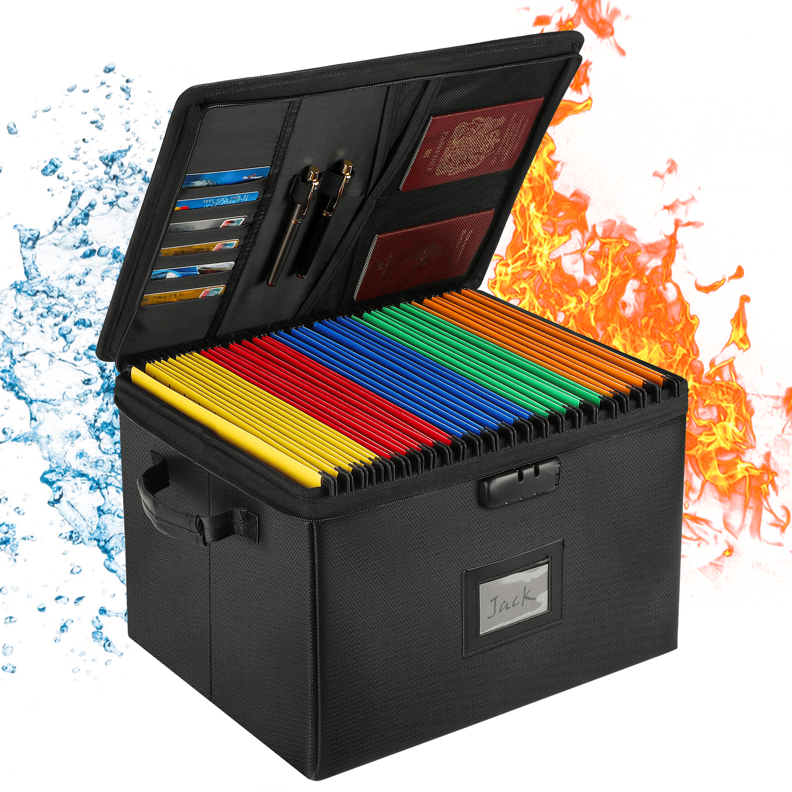 MaxGear Fireproof Document Box with Lock, Portable File Organizer Box ...