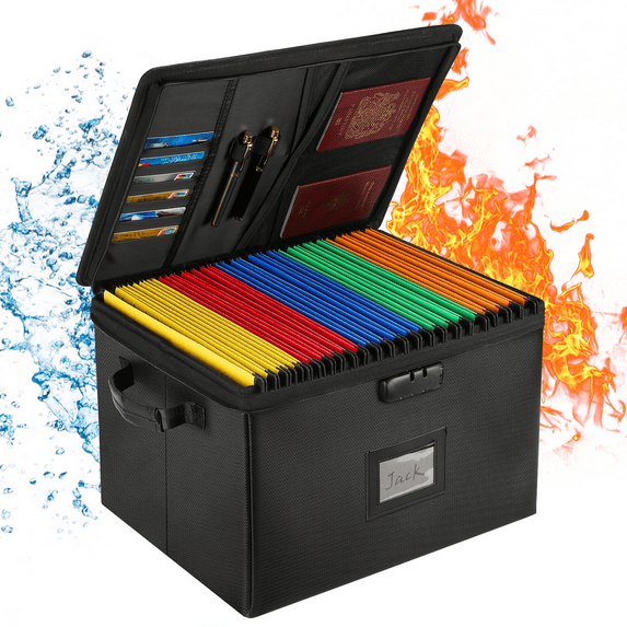 MaxGear Fireproof Document Box with Lock, Portable File Organizer Box ...