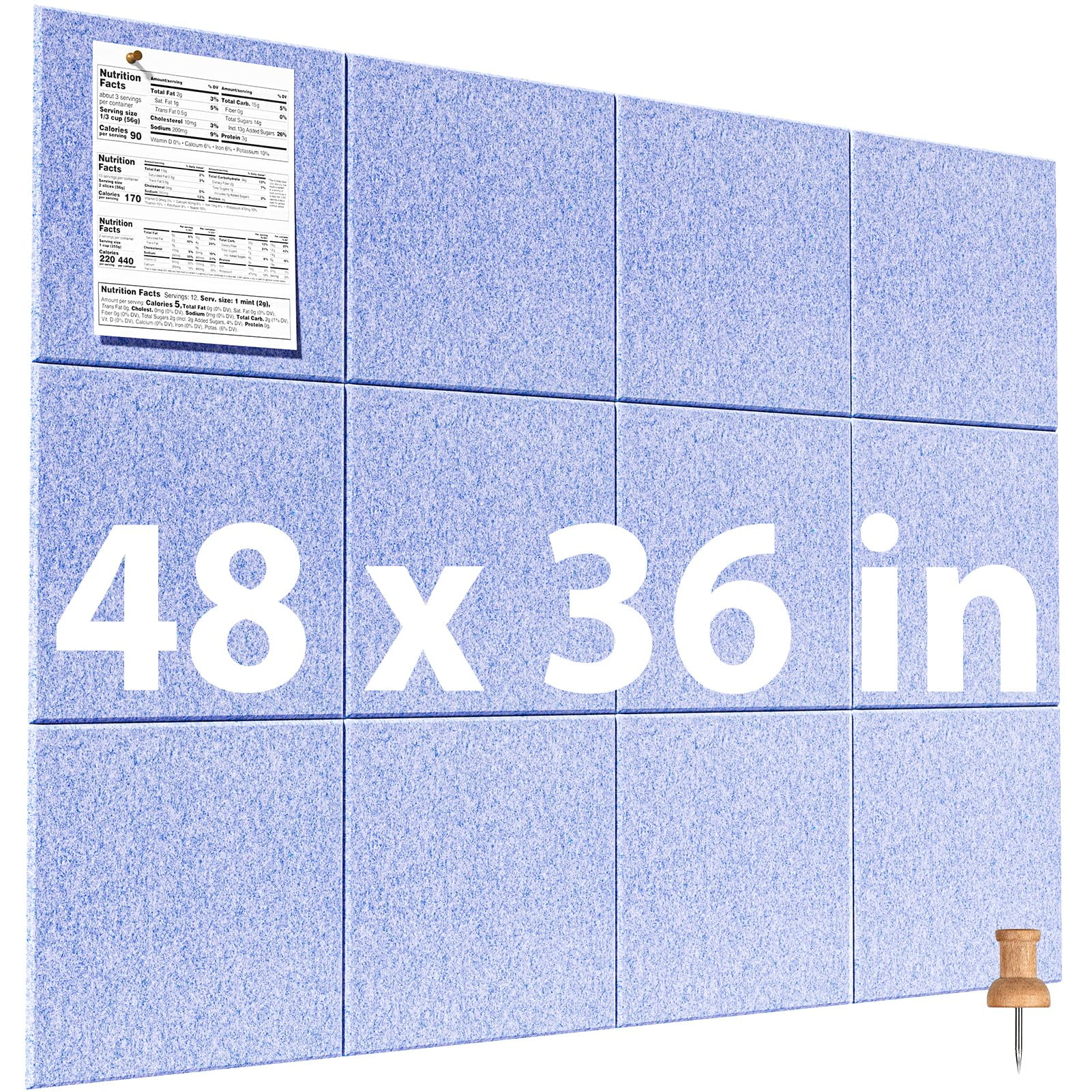 MaxGear Large Cork Board for Wall 48" x 36", 12 Pack Felt Wall Tiles ...