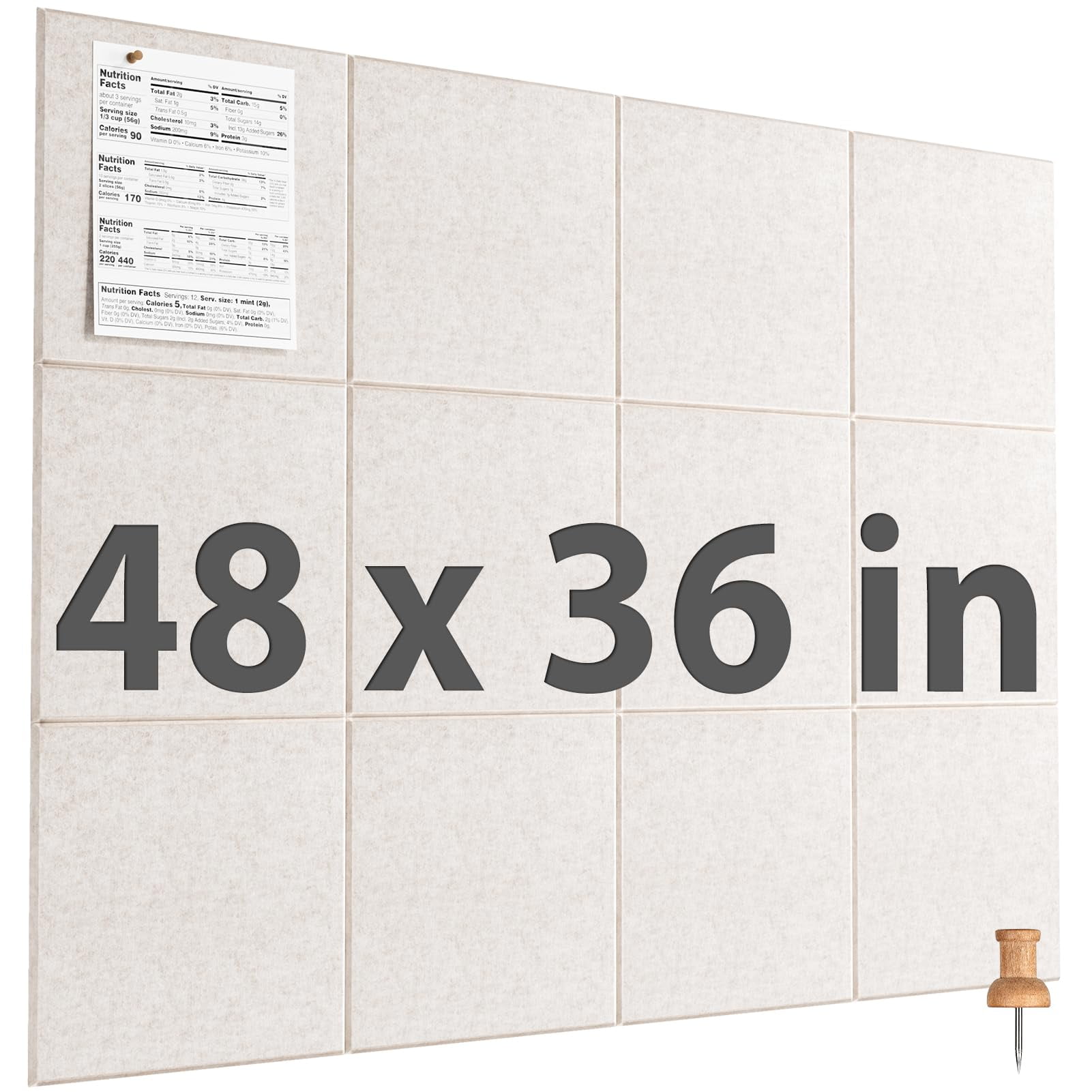 MaxGear Large Cork Board for Wall 48" x 36", 12 Pack Felt Wall Tiles ...