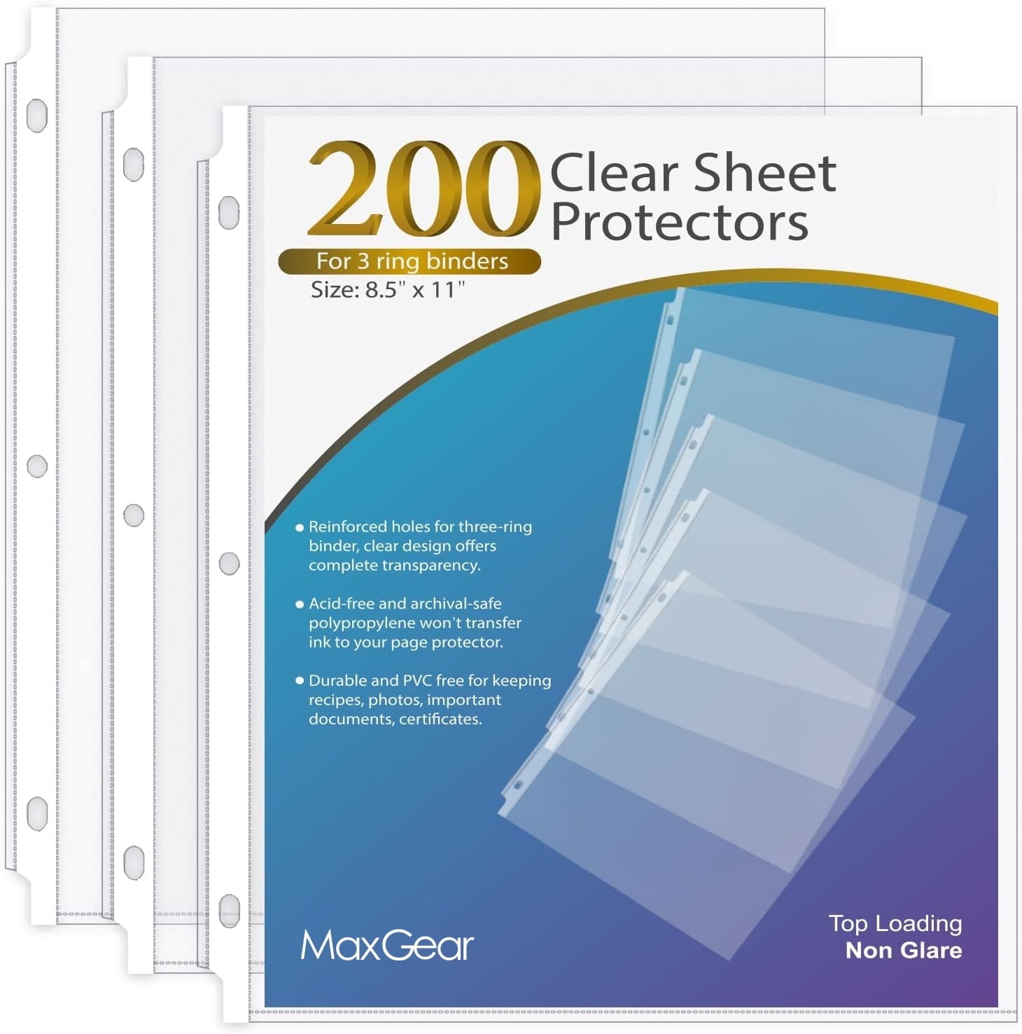 MaxGear 8.5 x 11 inch Clear Page Protectors 200 Pack - Walmart.com