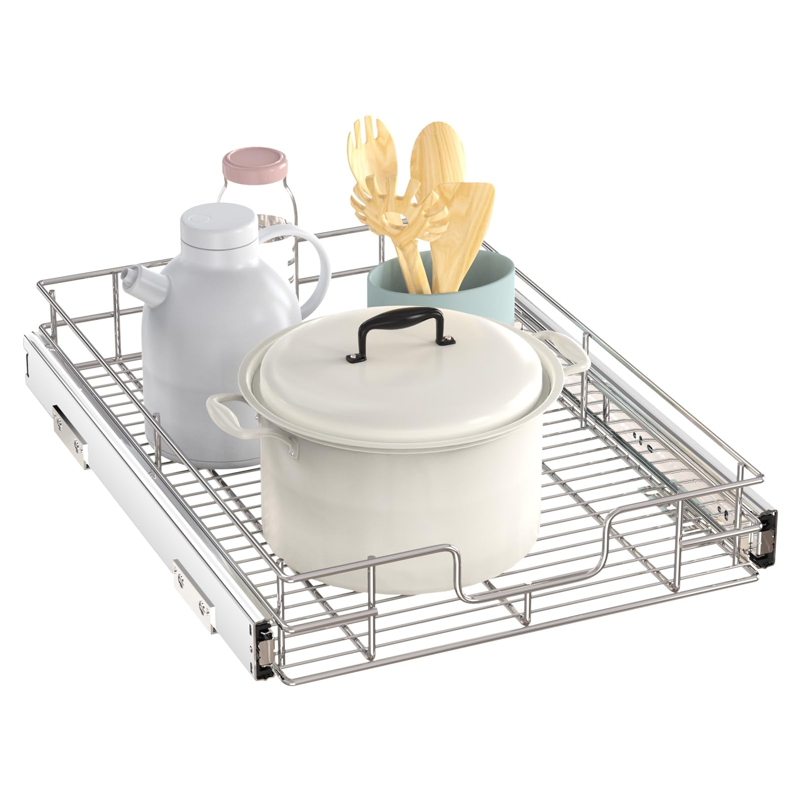 MaxGear Pull Out Cabinet Organizer 14" W x 21" D, Heavy Duty Slide Out ...