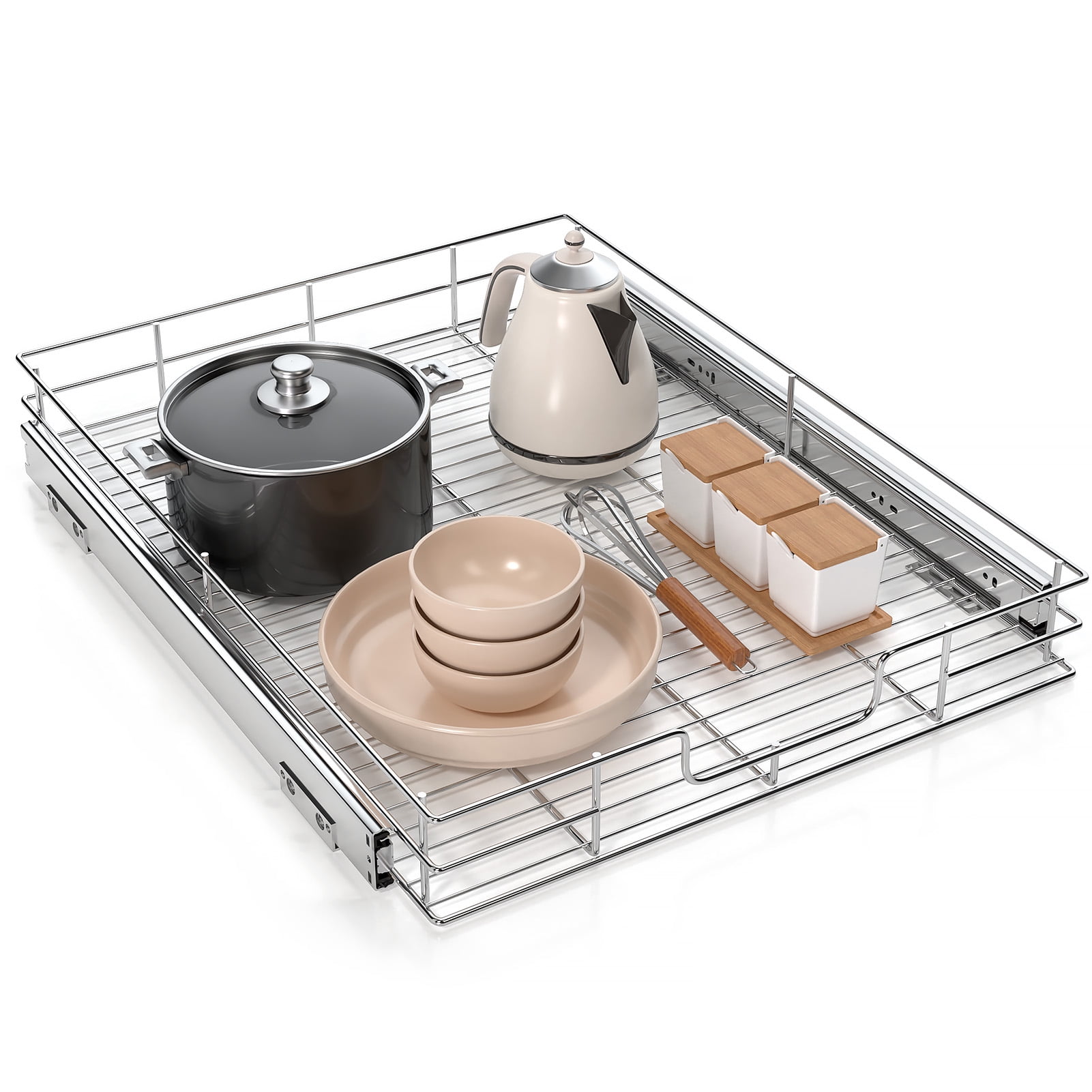 MaxGear Pull Out Cabinet Organizer 17" W x 21" D, Heavy Duty Slide Out ...