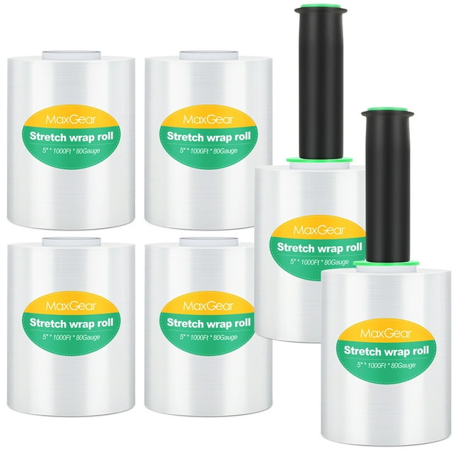 MaxGear Industrial Stretch Wrap 6 Pack, Mini Shrink Wrap (5"x1000Ft ...