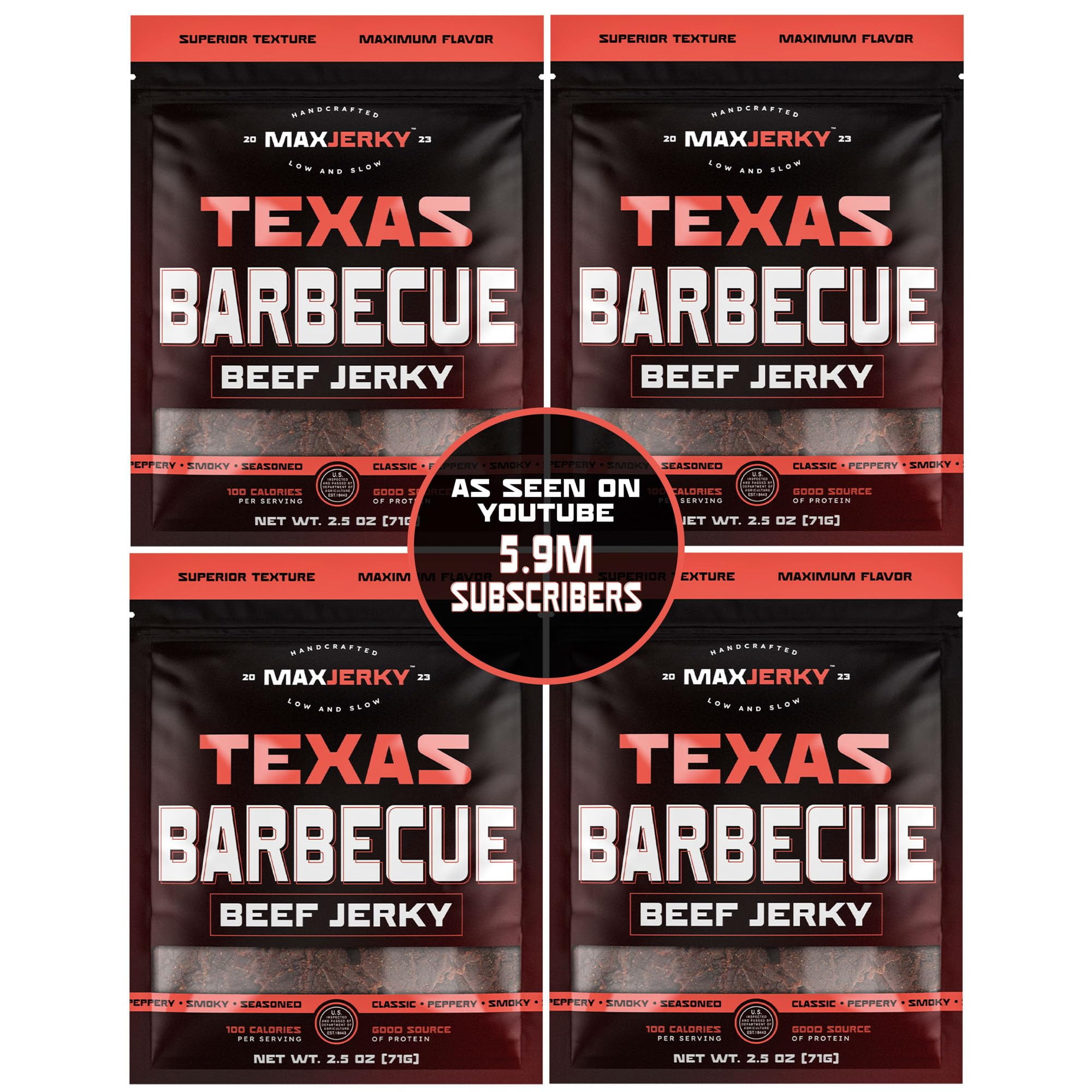 MaxJerky Texas Barbecue Beef AKF18 Jerky, Smoked Pepper Flavored Jerky ...