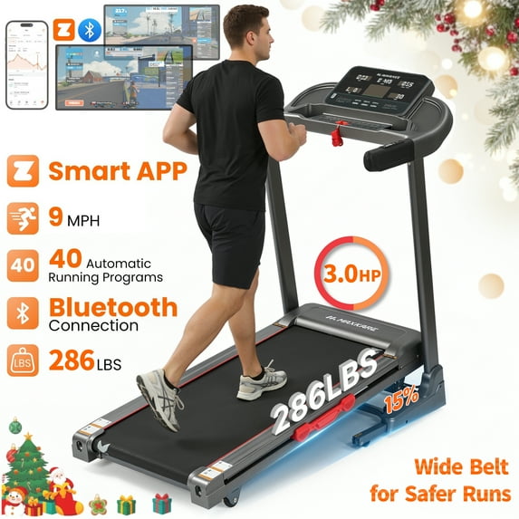 MaxKare 15 Level Auto Incline Treadmill, 3.0HP Folding Treadmill for ...